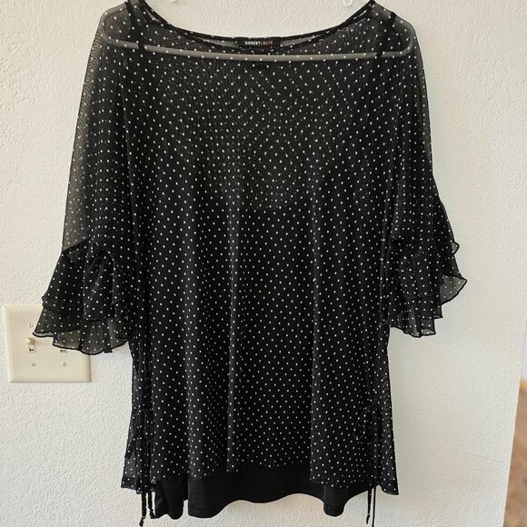 Robert Louis | Tops | Robert Louis Womens Xl Top Sheeer Black White ...